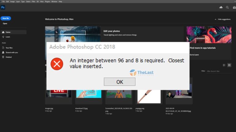 6 Cara Mengatasi Error "An Integer Between 96 and 8 is Required" di Photoshop